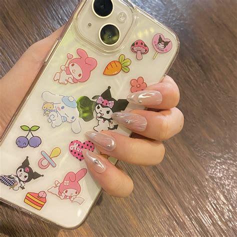 N차 재입고 유니크 실버 스터드 네일 힙한 스틸레토 키치 트렌디 인기 하라주쿠 포인트 트라이벌 라인 누드 시크 네일팁 에이블리