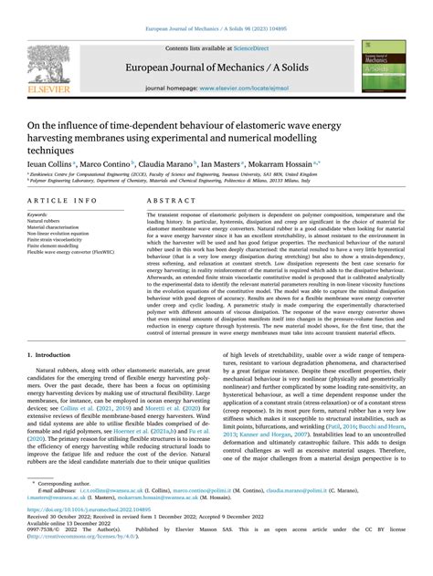 Pdf On The Influence Of Time Dependent Behaviour Of Elastomeric Wave Energy Harvesting