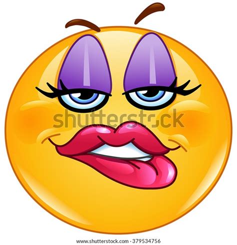 Female Emoticon Biting Her Lip Stock Vector Royalty Free 379534756