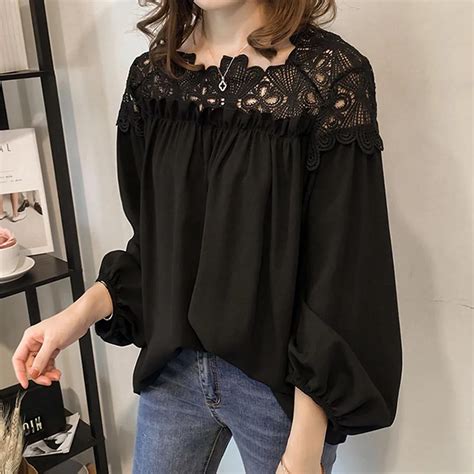 Rosetic Spring Women Blouse Sweet 2019 Boho Lace White Loose Korean