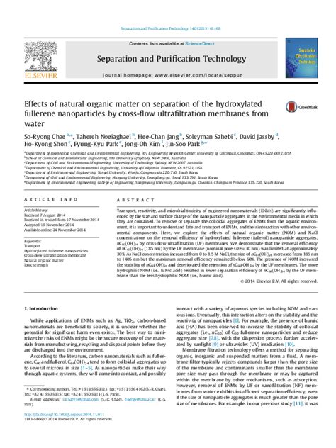 Pdf Effects Of Natural Organic Matter On Separation Of The Hydroxylated Fullerene