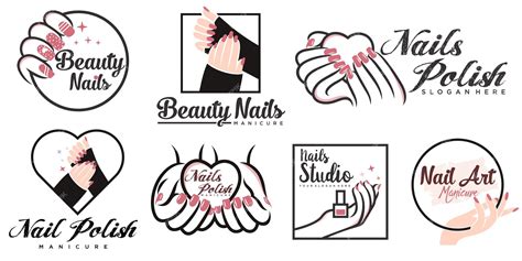 Coleção De Logotipos De Unhas Com Conceito De Elemento Criativo E