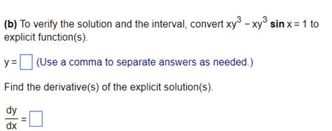 Solved B To Verify The Solution And The Interval Convert Chegg Com