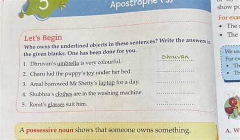 Lets Begin Who Owns The Underlined Objects In StudyX