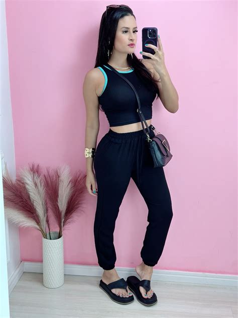 Cropped Feminino Canelado Regata Bicolor Rosa Chiclé