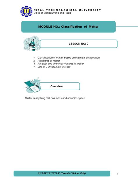 Module 2 Classification Of Matter Part Pdf Chemical Substances Matter