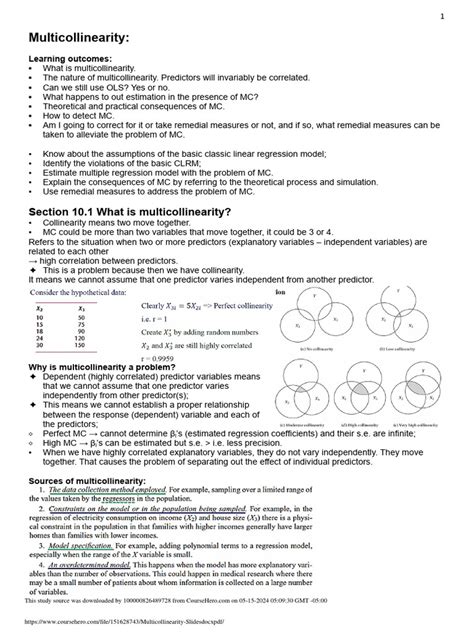 Multicollinearity Slides Pdf Pdf Multicollinearity P Value