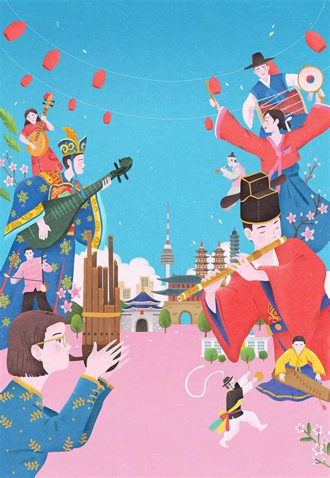 국립 국악원 음악회 포스터 일러스트 그래픽 디자인 일러스트레이션 귀여운 만화 배경화면 일러스트레이션 포스터