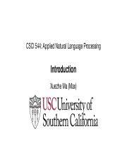 Applied Natural Language Processing Course Overview Materials