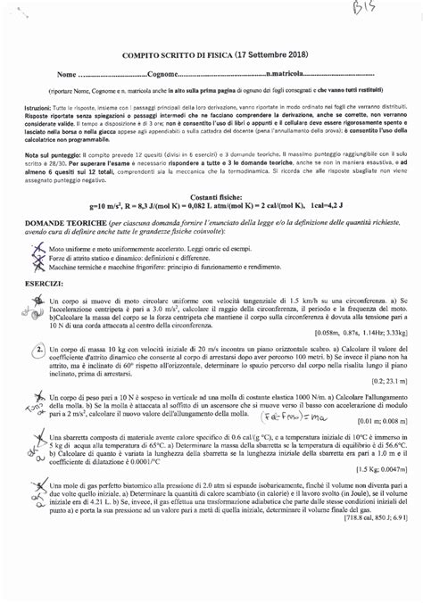 Prove Di Esame Fisica Generale Docsity
