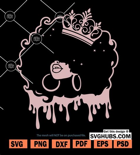 Afro Queen Svg Black Woman Svg Black Queen Svg