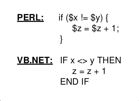 PERL Vs VB NET The Software Program Statements That Are Considered In