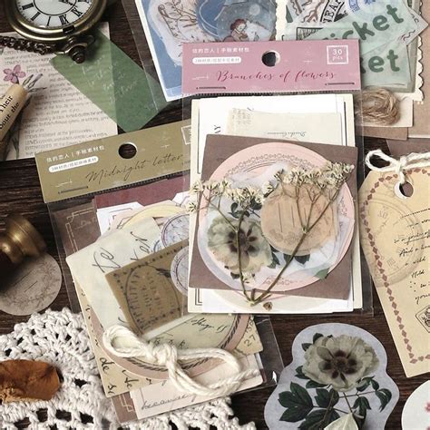 Sticker Giấy Trang Trí Cổ điển Dùng Cho Scrapbook Sổ Tay Planner Làm