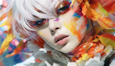 Premium Ai Image White Hair Abstract Portrait Of Woman That Is In The
