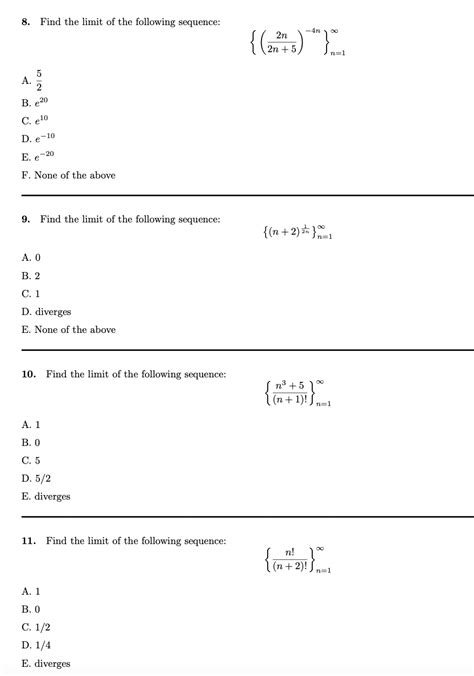 Solved Find The Limit Of The Following Sequence Chegg Com