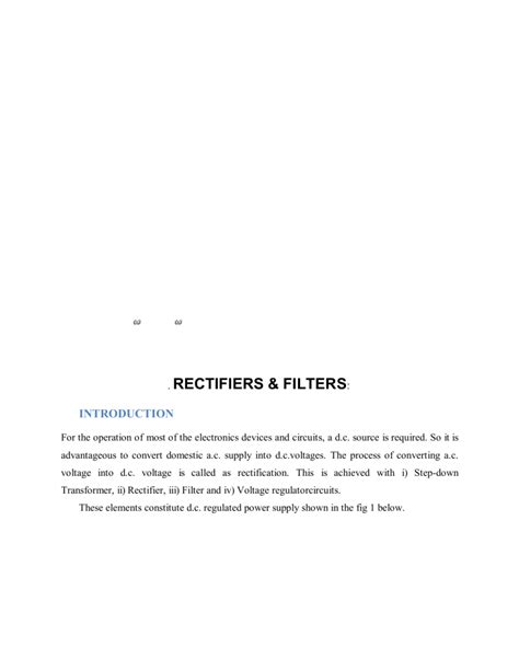 Rectifiers Filters Half Full Wave Analysis