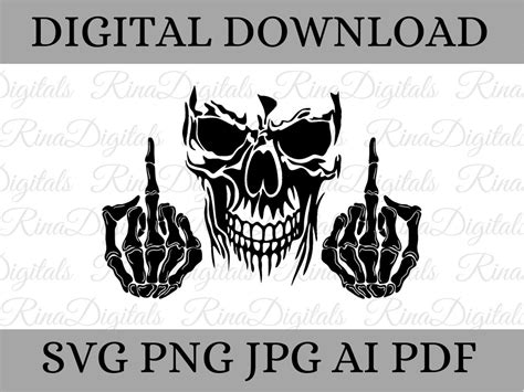 Skeleton Svg Png Skull Middle Finger Bones Htv Cricut Silhoutte