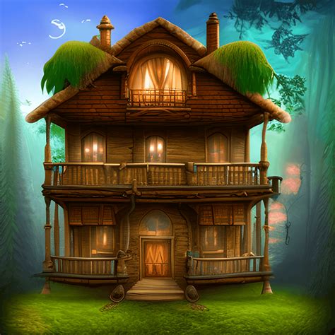 Fantasy House In Magic Forest Graphic · Creative Fabrica