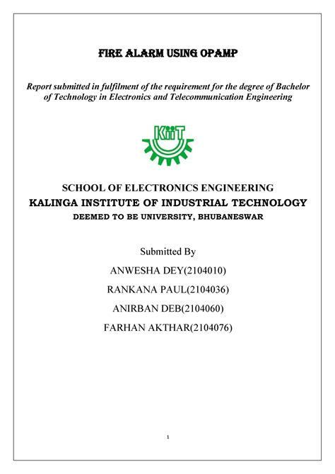 2104060 Aec Report With Plagerism Fire Alarm Using Opamp Report