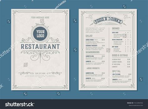 Fresh Retro Template Restaurant Menu Design Stock Vector Royalty Free Shutterstock