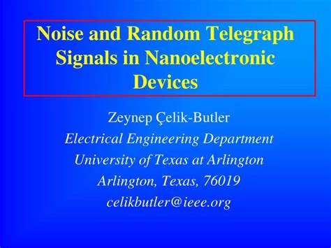 Ppt Noise And Random Telegraph Signals In Nanoelectronic Devices