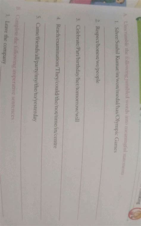 A Unscramble The Following Jumbled Words Into StudyX