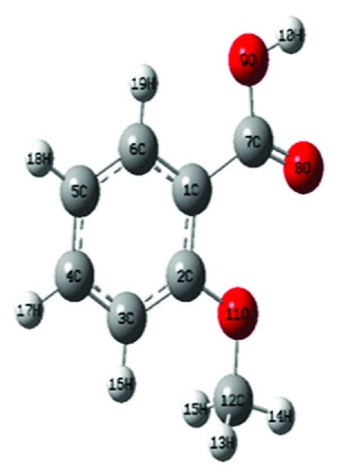 A Molecular Structure Of O Anisic Acid Along With Numbering Of Atoms