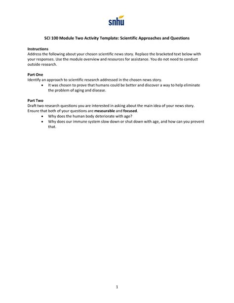 Sci 100 Module Two Activity Template Replace The Bracketed Text Below With Your Responses Use