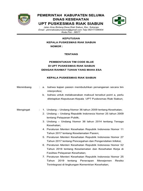Pembentukan Tim Code Blue Pdf Sains And Matematika