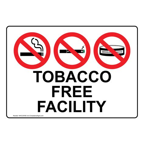Tobacco Free Facility Sign Nhe Smoking Area