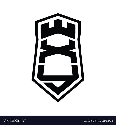 Xy Letter Logo Monogram Hexagon Shield Shape Up Vector Image