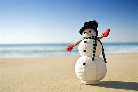 Snowman At The Beach Stock Image Image Of Blurred Australian 10383579