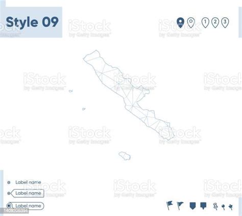 Bengkulu Indonésie Carte Blanche Low Poly Carte Polygonale Plan De La