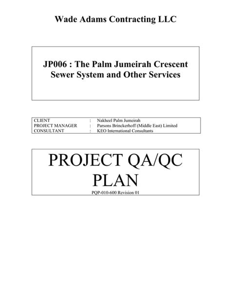 Qa Qc Plan Pdf