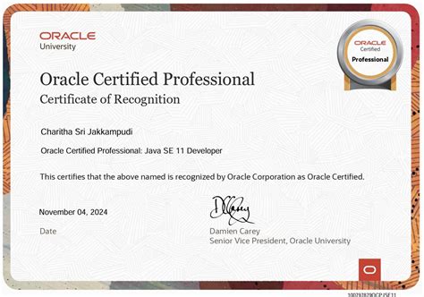 Charitha Sri Jakkampudi On Linkedin Java Oracle Certification