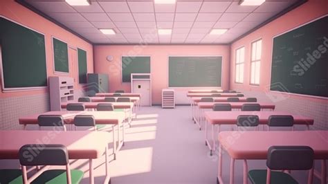 Classroom Interior Classroom Pink Powerpoint Background For Free