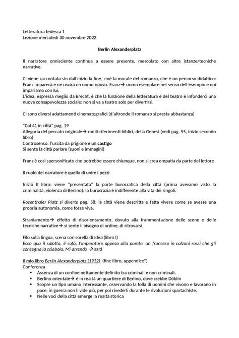 Appunti Letteratura Tedesca Traumnovelle Appunti Di Letteratura