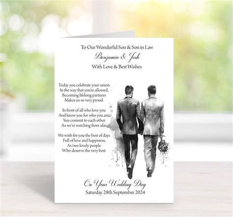 WEDDING CONGRATULATIONS CARD Same Sex Handmade Personalised A5 Size 210mm X 148mm