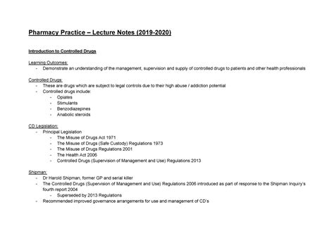 Pharmacy Practice Lecturenotes To Pharmacy Practice Lecture Notes
