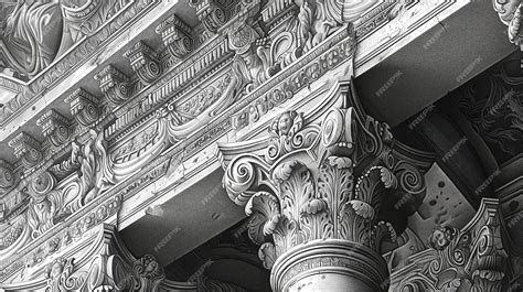 Premium Photo Black And White Detailed Etching Of Classical