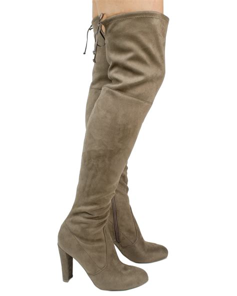 Women S Over The Knee High Block Chunky Heel Thigh Heel Faux Suede Boots Walmart Canada