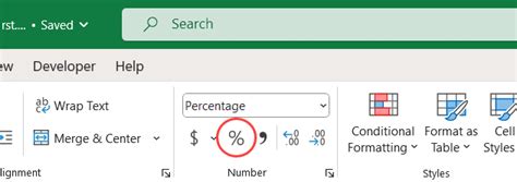 Apply Percentage Format Shortcut