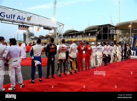 Drivers As The Grid Observes The National Anthem 16042017 Formula 1