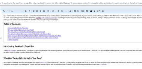 Dynamically Binding A Kendo Panel Bar To A Table Of Contents Using Jquery