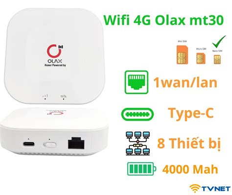 Bộ phát Wifi 4G OLAX MT30 Cat4 tốc độ 150Mbps Hỗ trợ cổng LAN TypeC