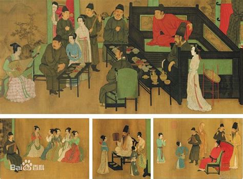 韩熙载夜宴图是五代十国时期南唐画家顾闳中的绘画作品现存宋摹本绢本设色现藏于北京故宫博物院 韩熙载夜宴图描绘了官员韩熙载家设夜宴