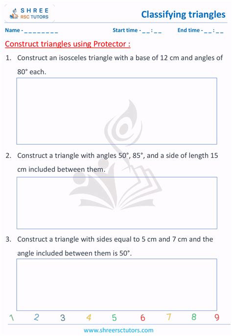 Construct Triangles Using Protector Worksheets For Grade 7 Maths