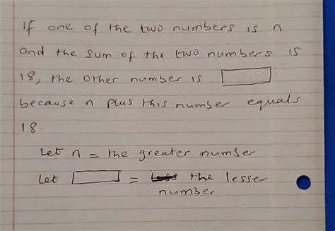 Solved If One Of The Two Numbers Is N And The Sum Of The Chegg