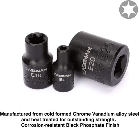Buy Casoman 11 Pc Female E Torx Star Socket Set With Rail Female
