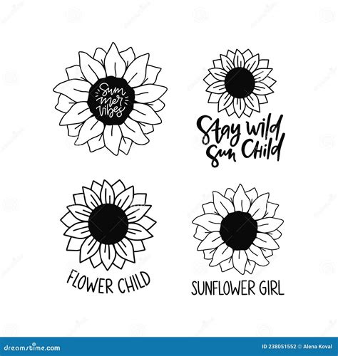 Conjunto De Clipart De Girasol Negro Vectorial Ilustración Del Vector